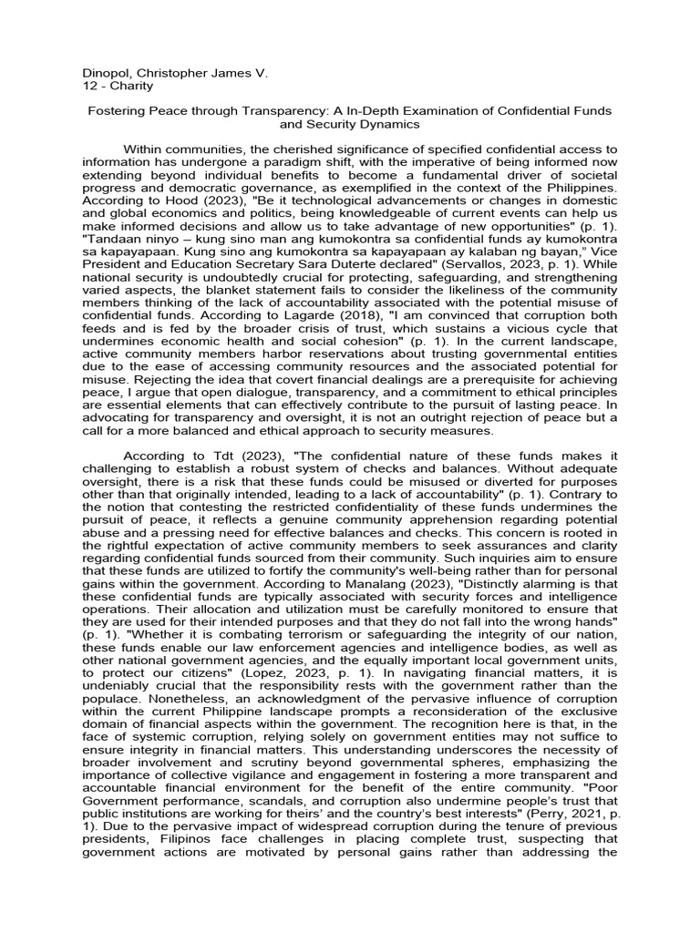 Position Paper | PDF | Corruption | Accountability