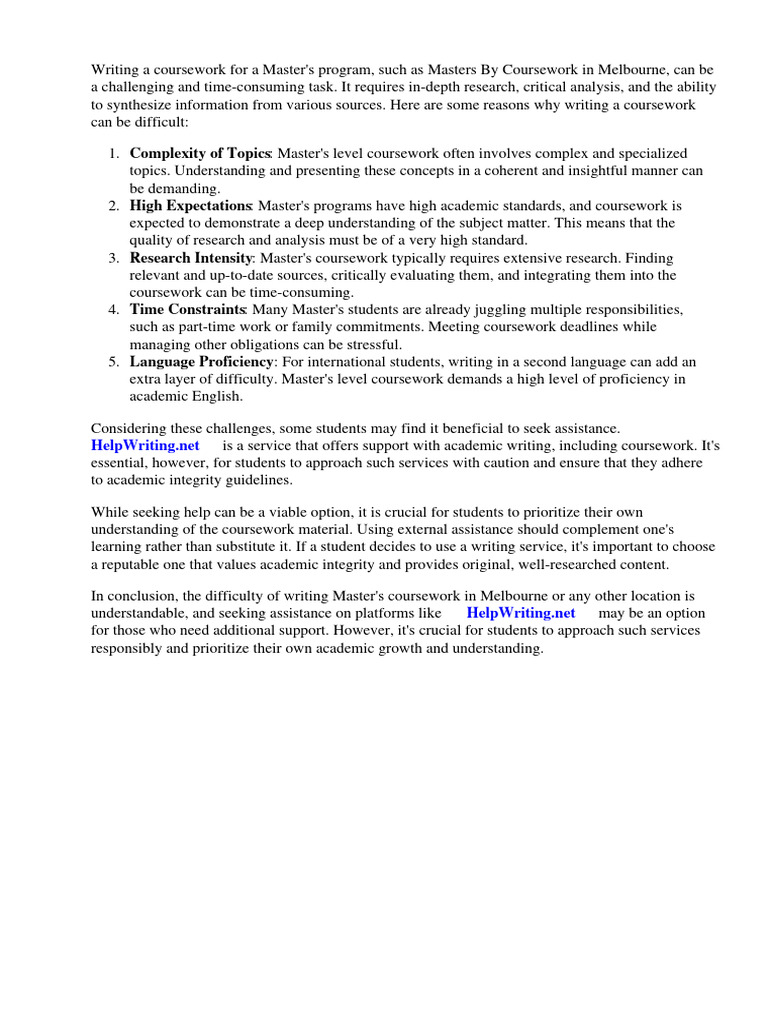 Masters by Coursework Melbourne | PDF | Doctor Of Philosophy | Academic ...