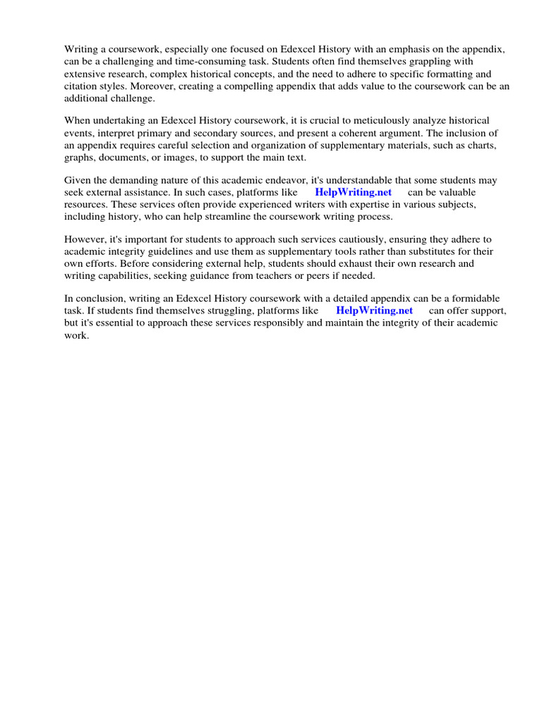Edexcel History Coursework Appendix | PDF