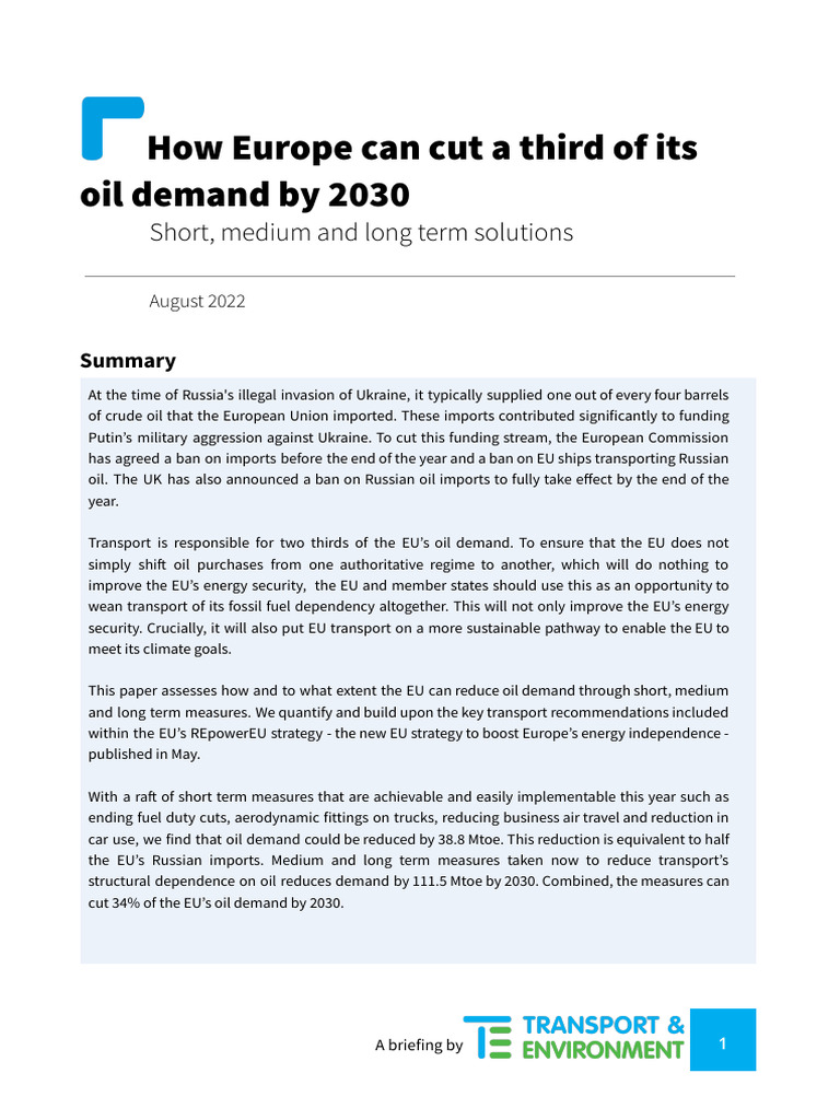 2022august Oil Transport Demand TE | PDF