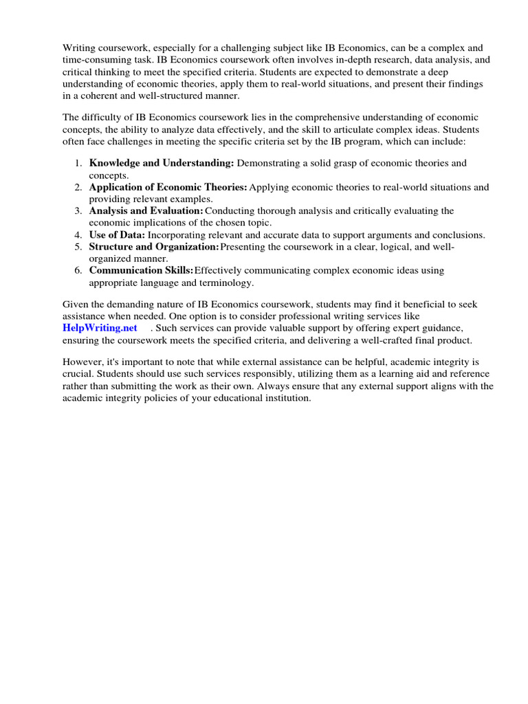 Ib Economics Coursework Criteria | PDF | Economics | Theory
