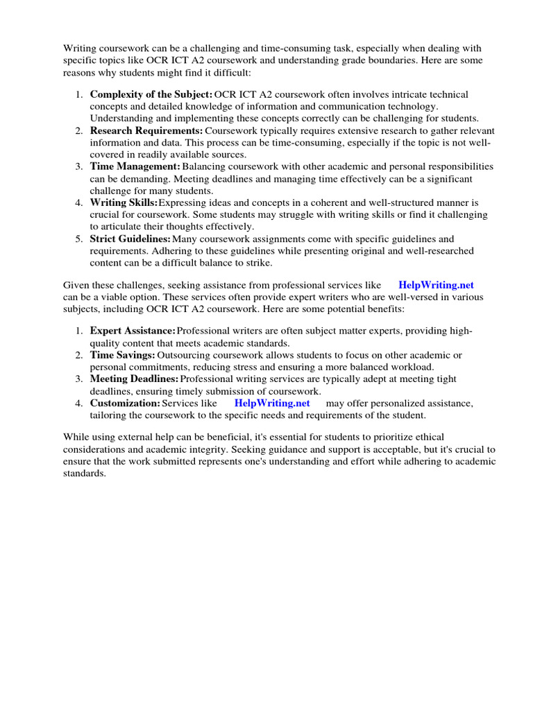 Ocr Ict A2 Coursework Grade Boundaries | PDF | Gce Advanced Level ...