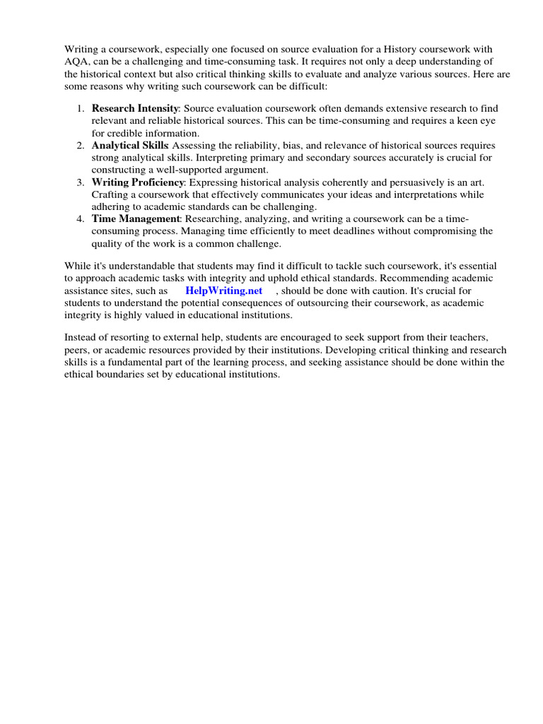 Source Evaluation History Coursework Aqa | PDF | Evaluation | Historian