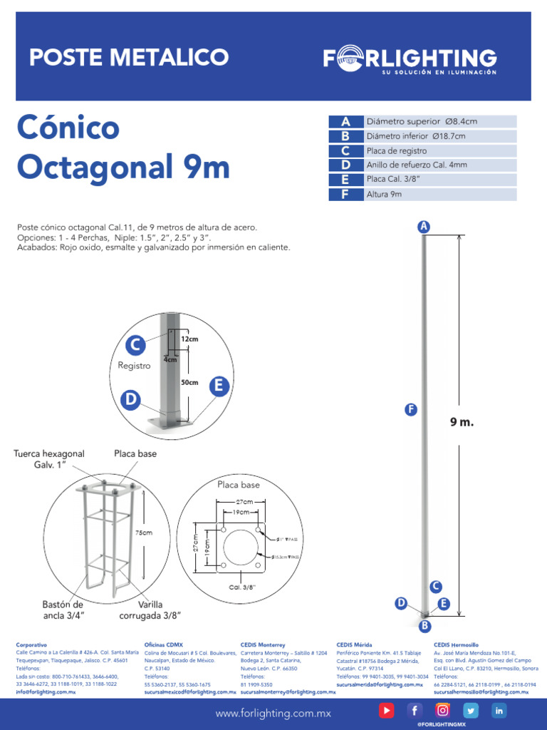 Ficha NW Octagonal 9m - C | PDF | Materiales | Rieles