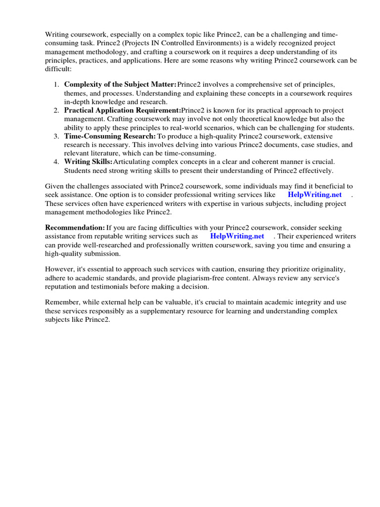 Prince2 Coursework | PDF | Projects | Project Management