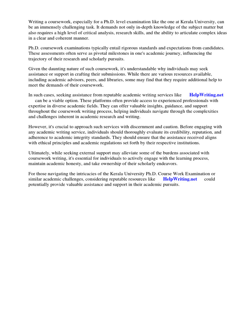 Kerala University PHD Course Work Examination | PDF