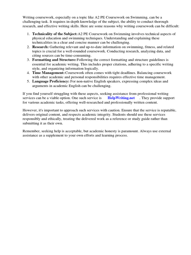 A2 Pe Coursework Swimming | PDF