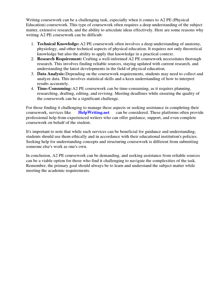 A2 Pe Coursework | PDF | Understanding | Knowledge