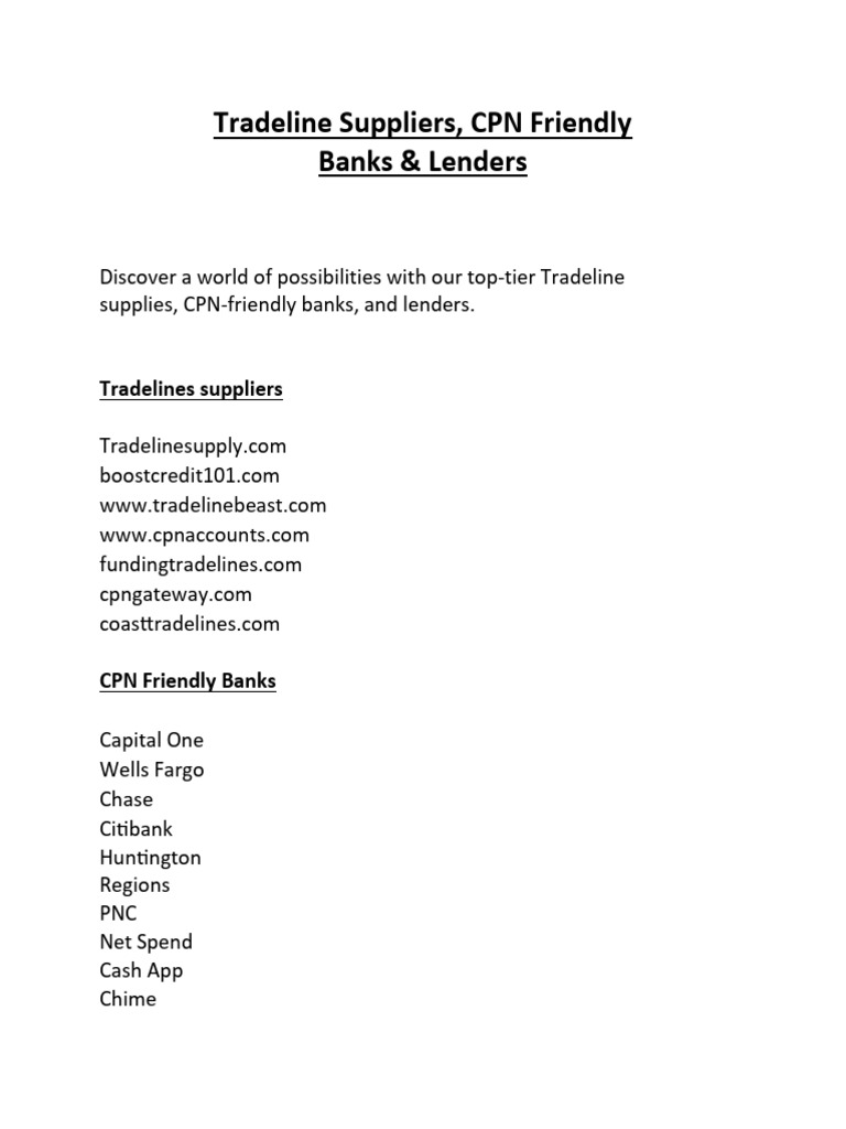 Tradeline, CPN List | PDF | Finance & Money Management
