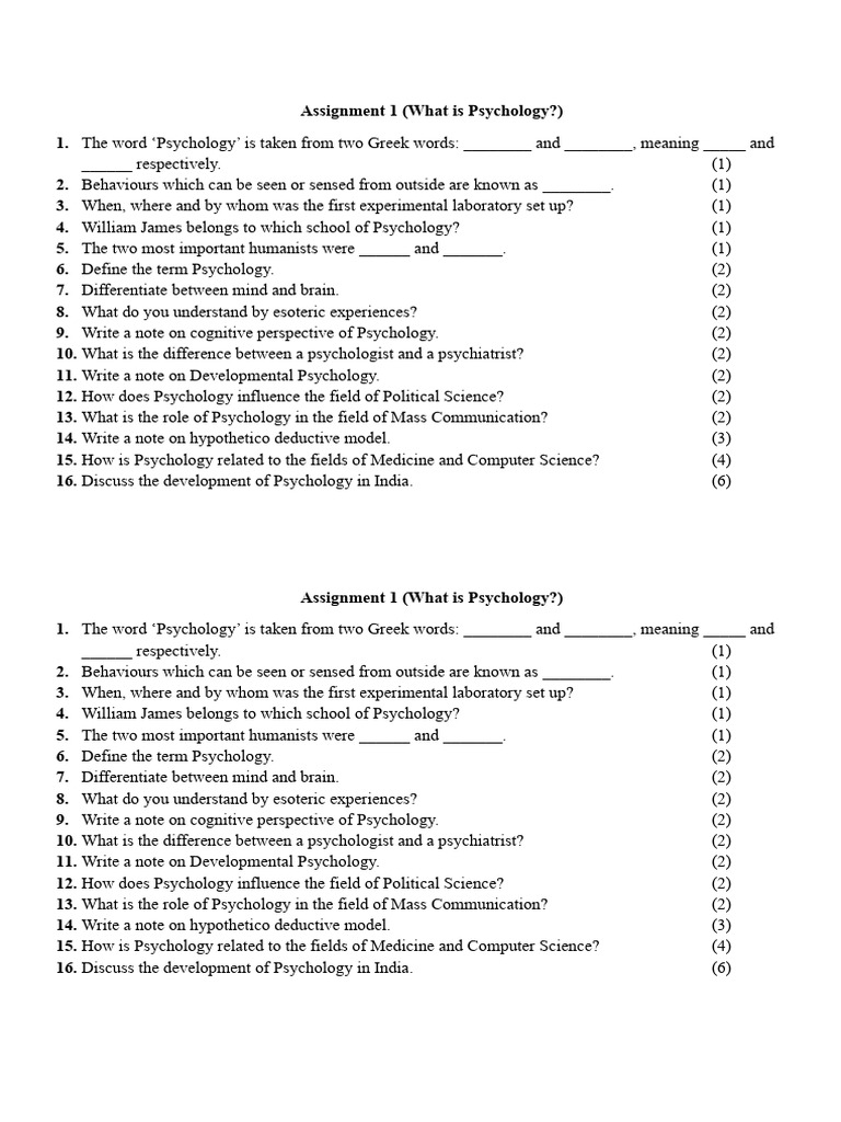 Ch1 (Assignment) | PDF | Psychology | Cognition