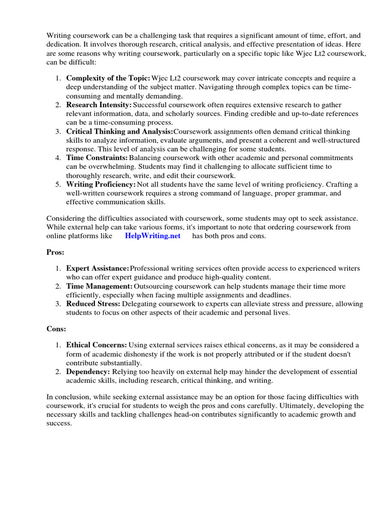 Wjec Lt2 Coursework | PDF