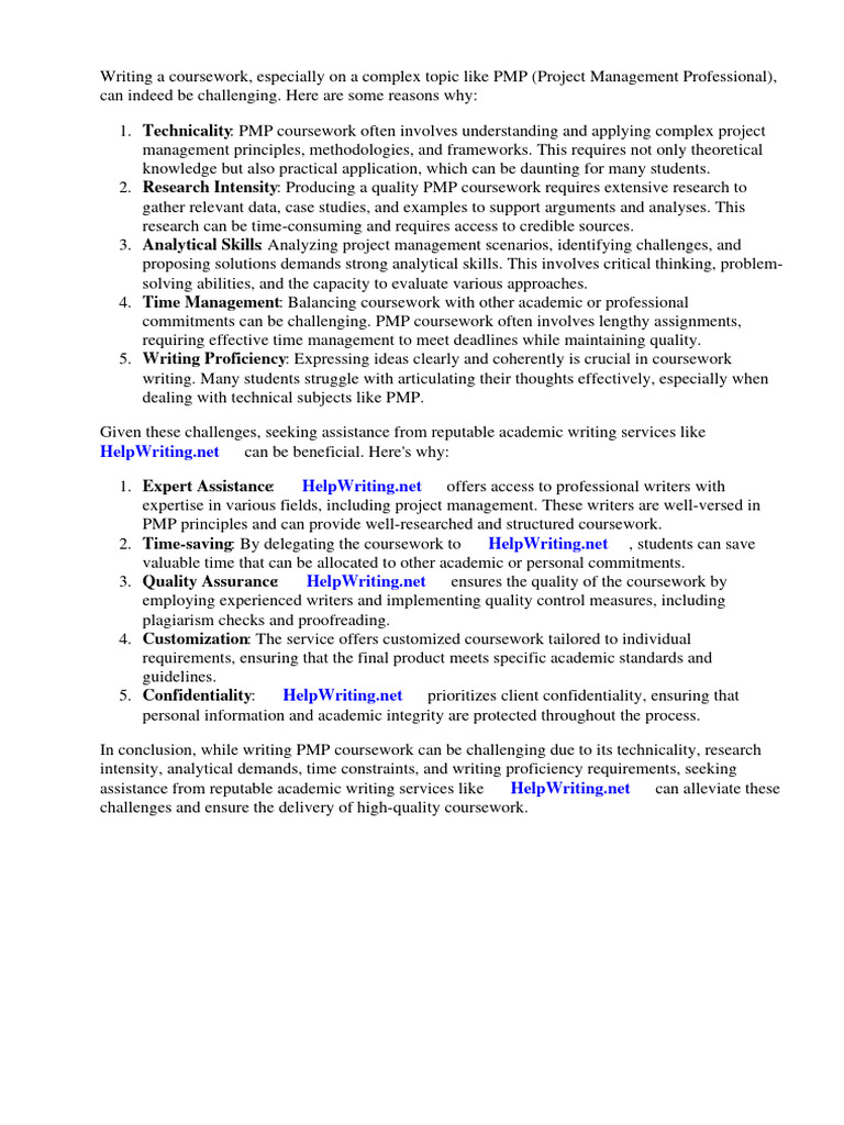 PMP Coursework | PDF | Project Management Professional | Project Management