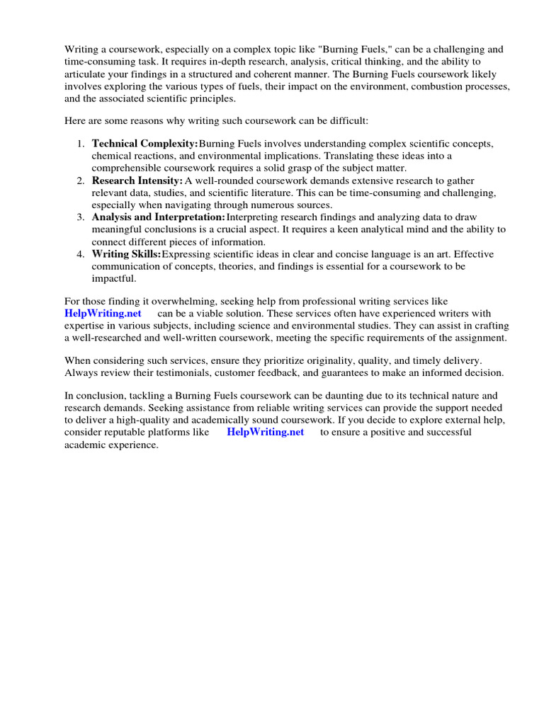 Burning Fuels Coursework | PDF | Facebook | Combustion