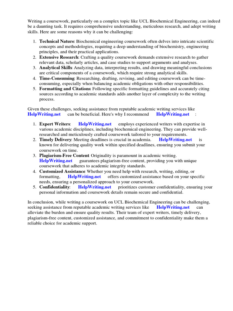 Ucl Biochemical Engineering Coursework Cover Sheet | PDF | Acid | Ph