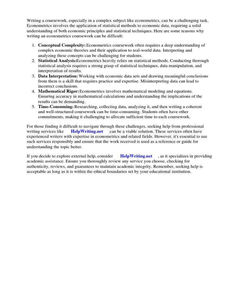 Econometrics Coursework Help | PDF | Econometrics | Statistics
