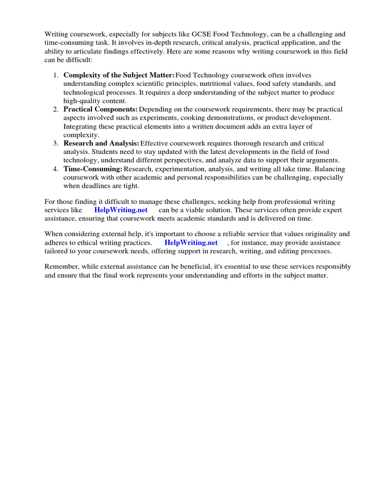Gcse Coursework Food Technology | PDF Gcse Coursework Food Technology | PDF