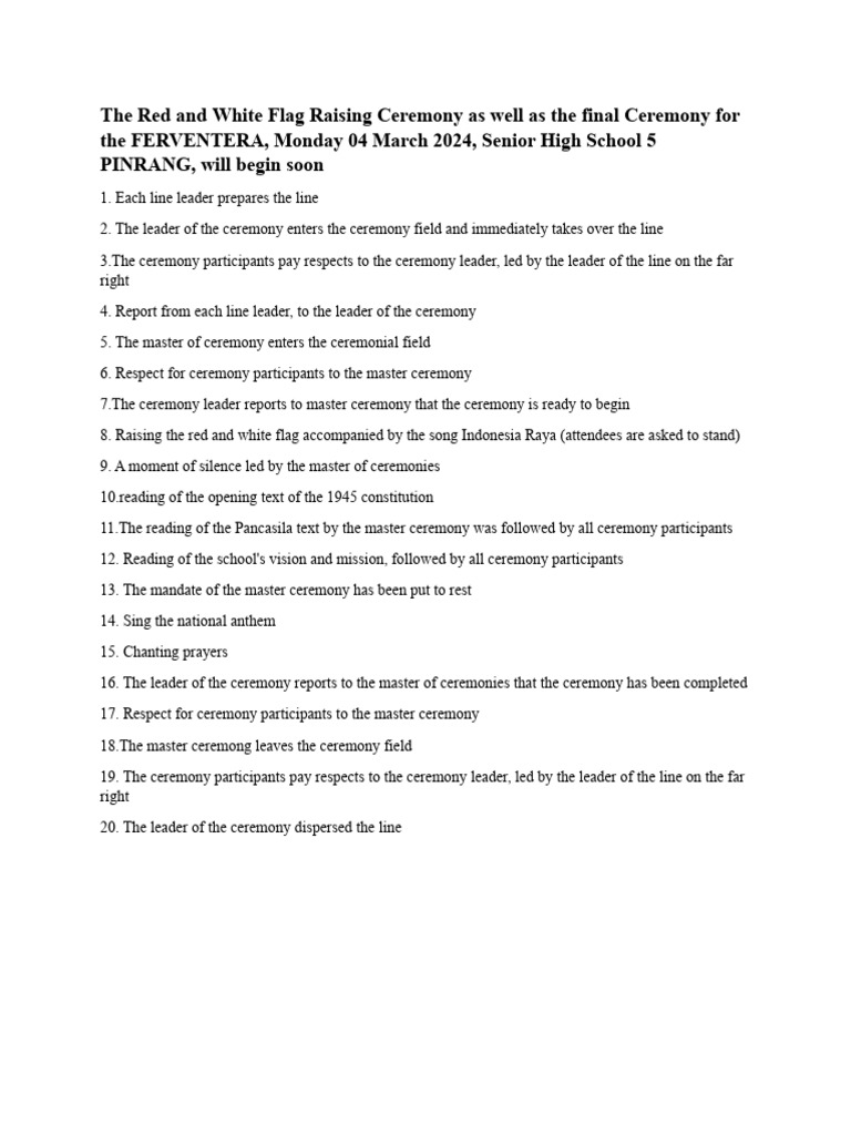 Flag Raising Ceremony Protocol Guide | PDF