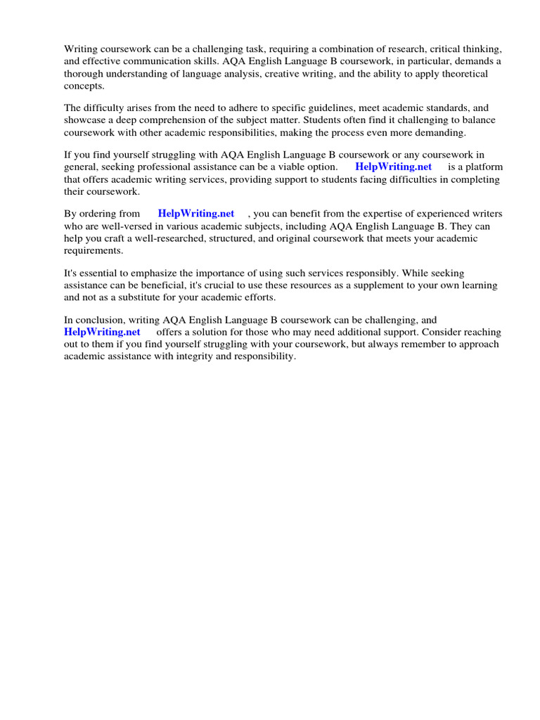 Aqa English Language B Coursework Examples | PDF Aqa English Language B Coursework Examples | PDF