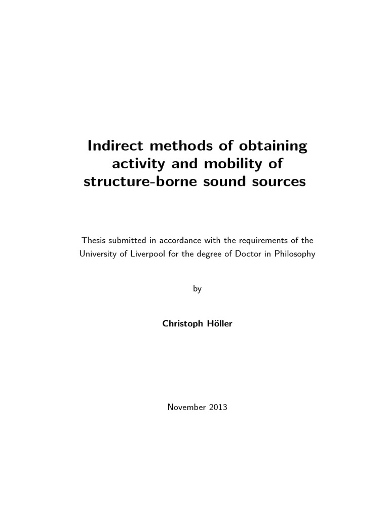 Indirect Methods of Obtaining Activity and Mobility of Structure-Borne Sound Sources | PDF ...
