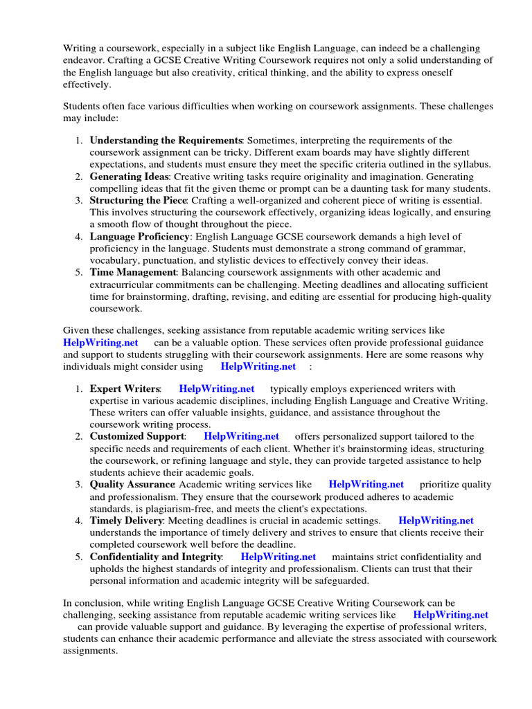 English Language Gcse Creative Writing Coursework | PDF | Human ...
