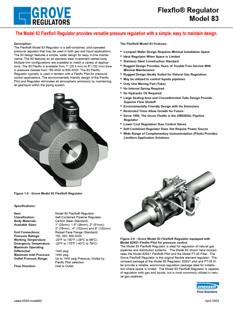 Natural Gas Regulator Grove 83 | PDF | Pipeline Transport | Pipe (Fluid ...