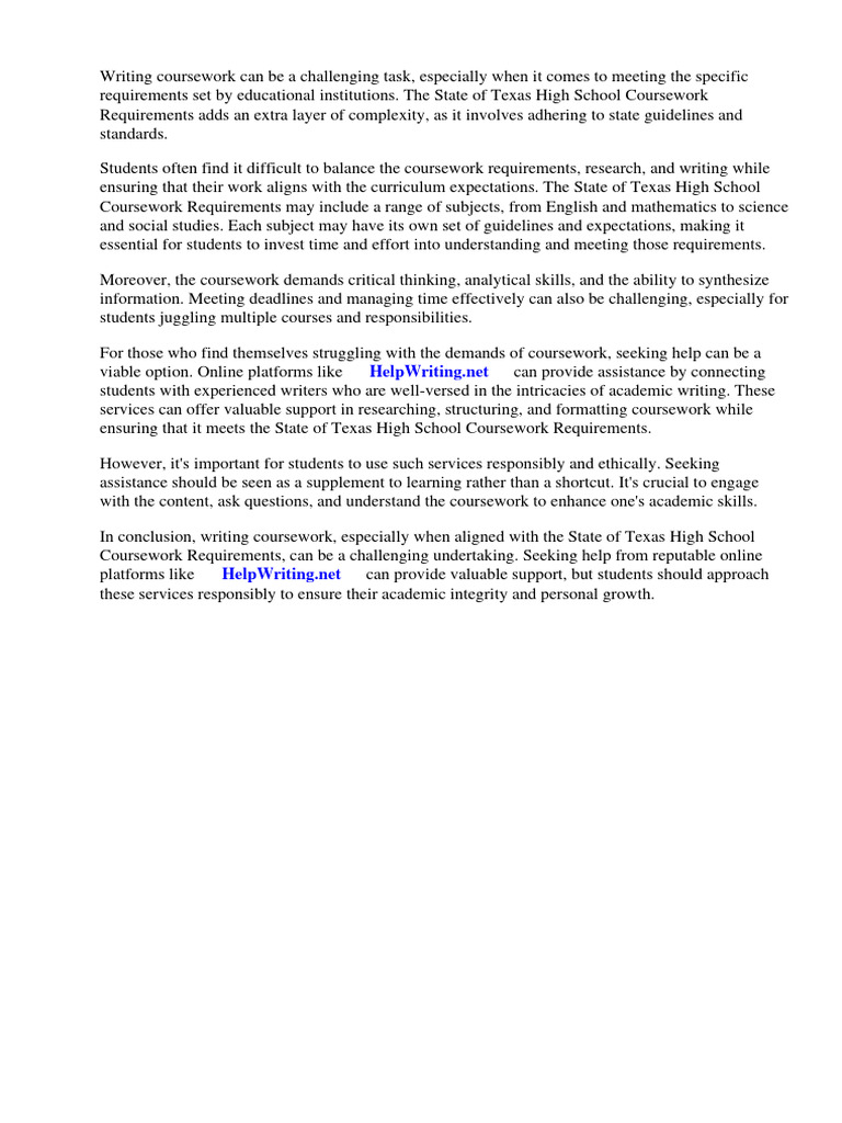 State of Texas High School Coursework Requirements | PDF | University ...