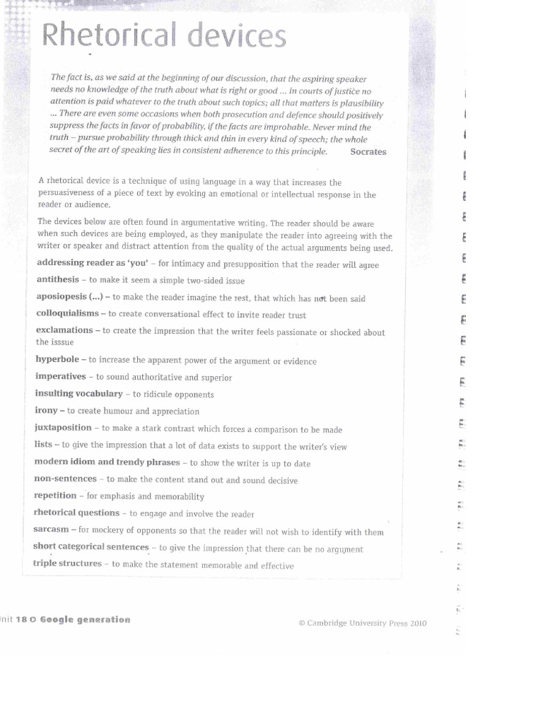 Rhetorical Devices | PDF