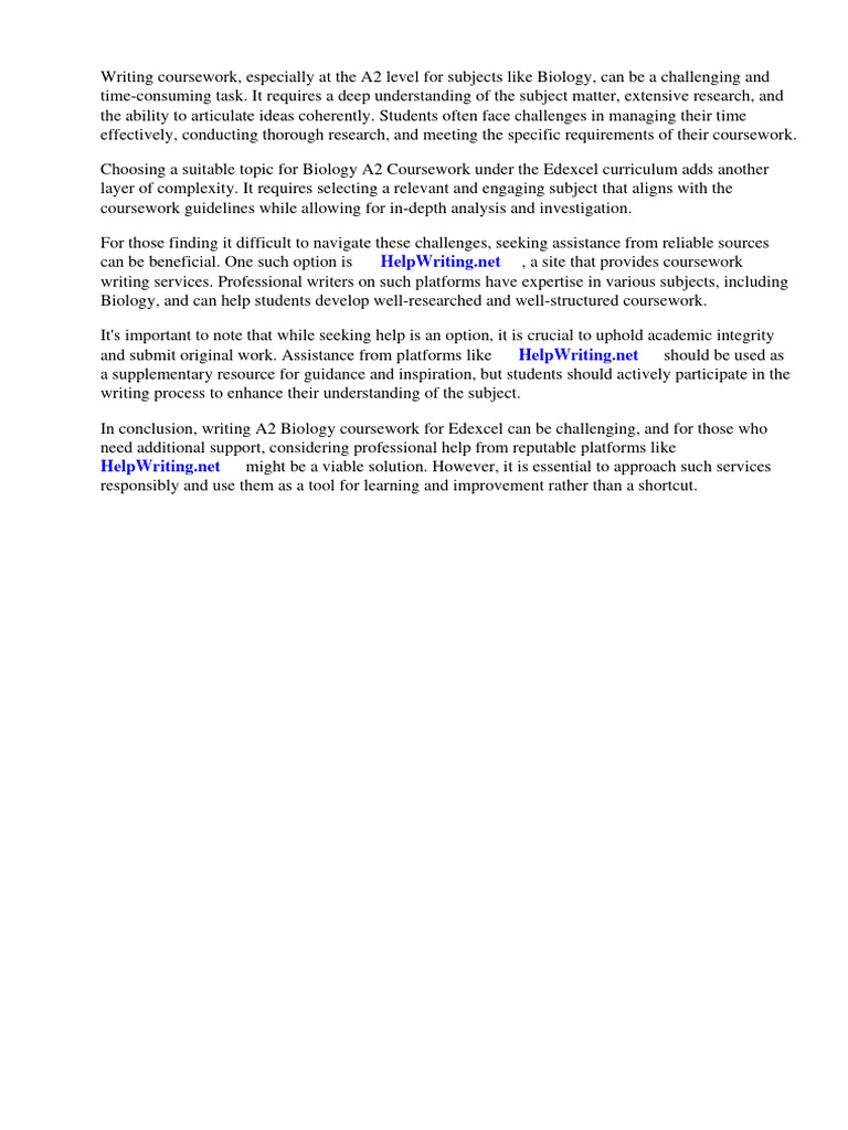 Biology A2 Coursework Edexcel Ideas | PDF | Gce Advanced Level (United ...