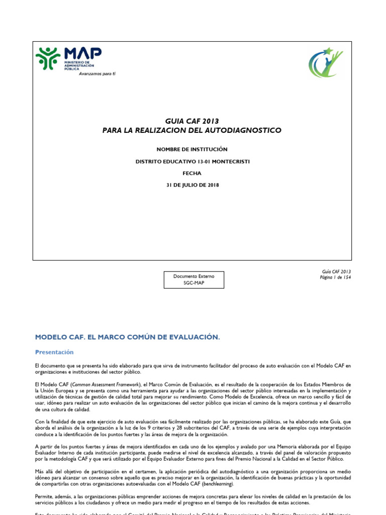 Guia-CAF-Para-las-Organizaciones-2013 Postulacion 2018 V 1.5 | PDF ...