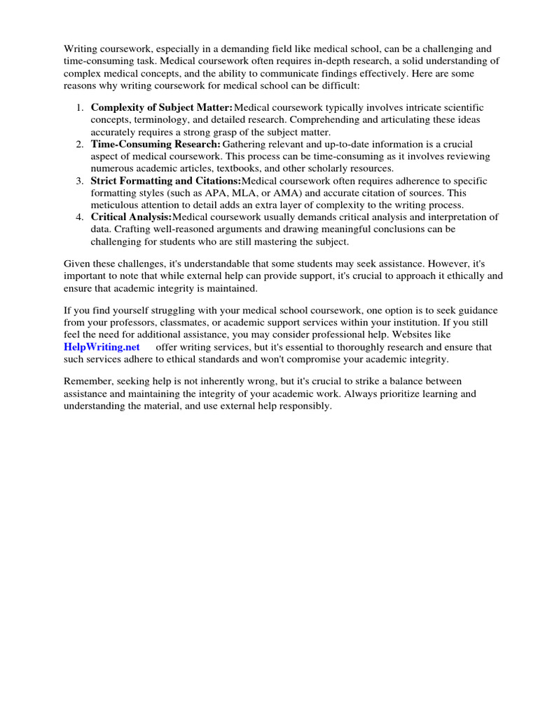 Coursework Medical School | PDF | Medical School | Medical College ...