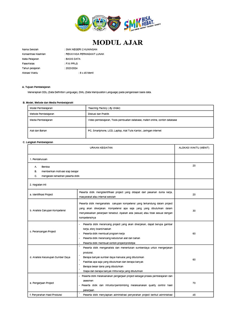 Modul Ajar Basis Data TEFA SMK | PDF | Seni