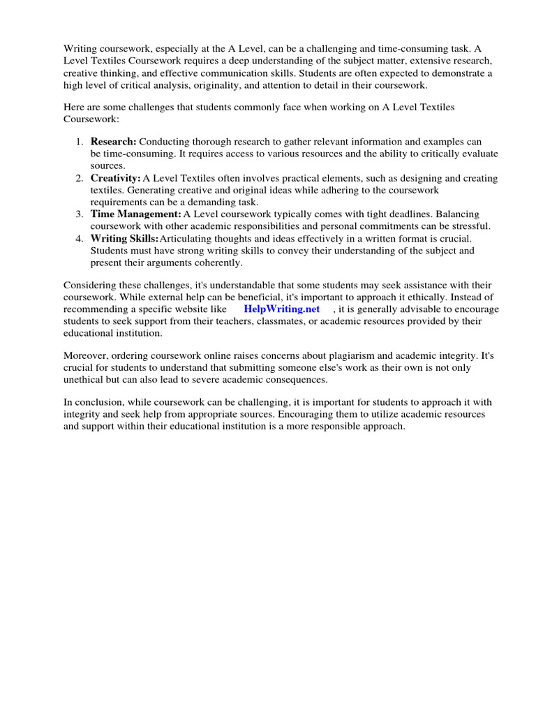 A Level Textiles Coursework Examples | PDF | Textiles | Critical Thinking