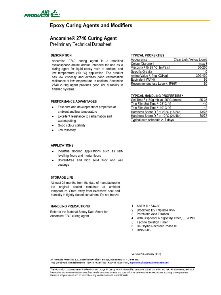 Ancamine 2740 Tds | Download Free PDF | Epoxy | Chemistry