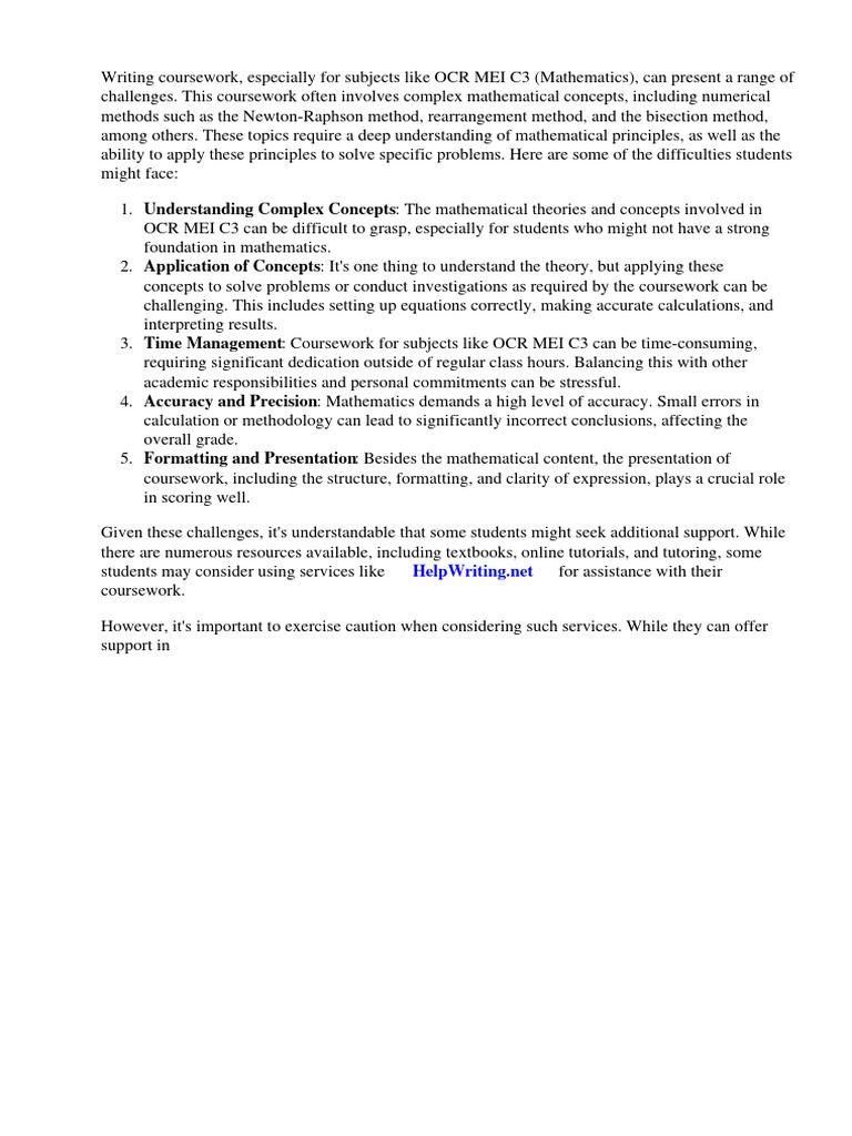 Ocr Mei c3 Coursework Help | PDF | Mathematics | Numerical Analysis
