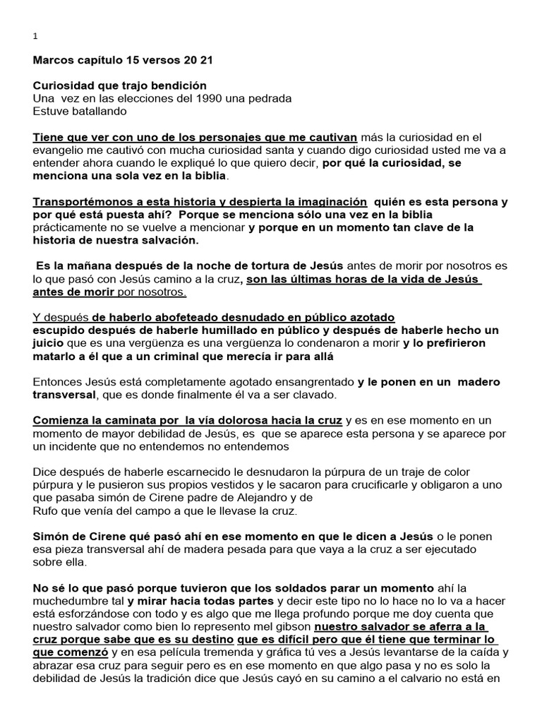Marcos Capítulo 15 Versos 20 21 | PDF | Jesús | Iglesia cristiana
