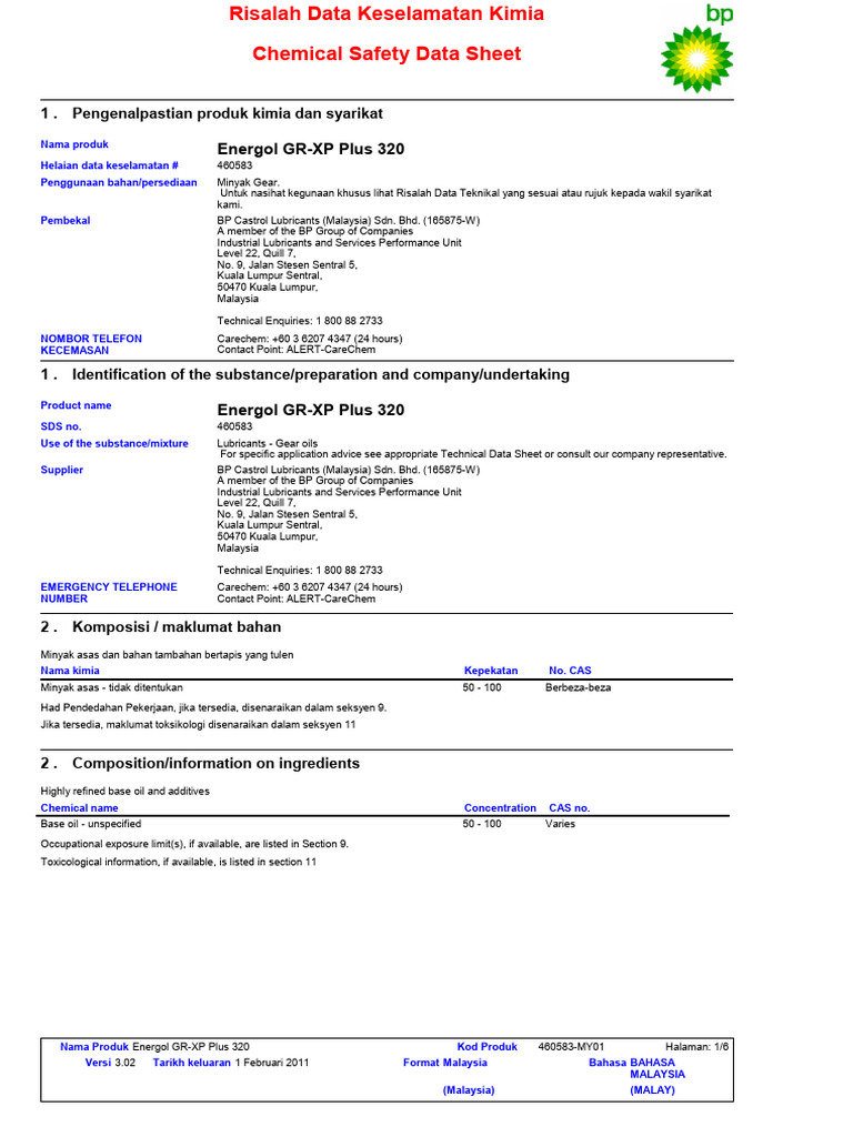 BP Energol GR XP 320.SDS | PDF