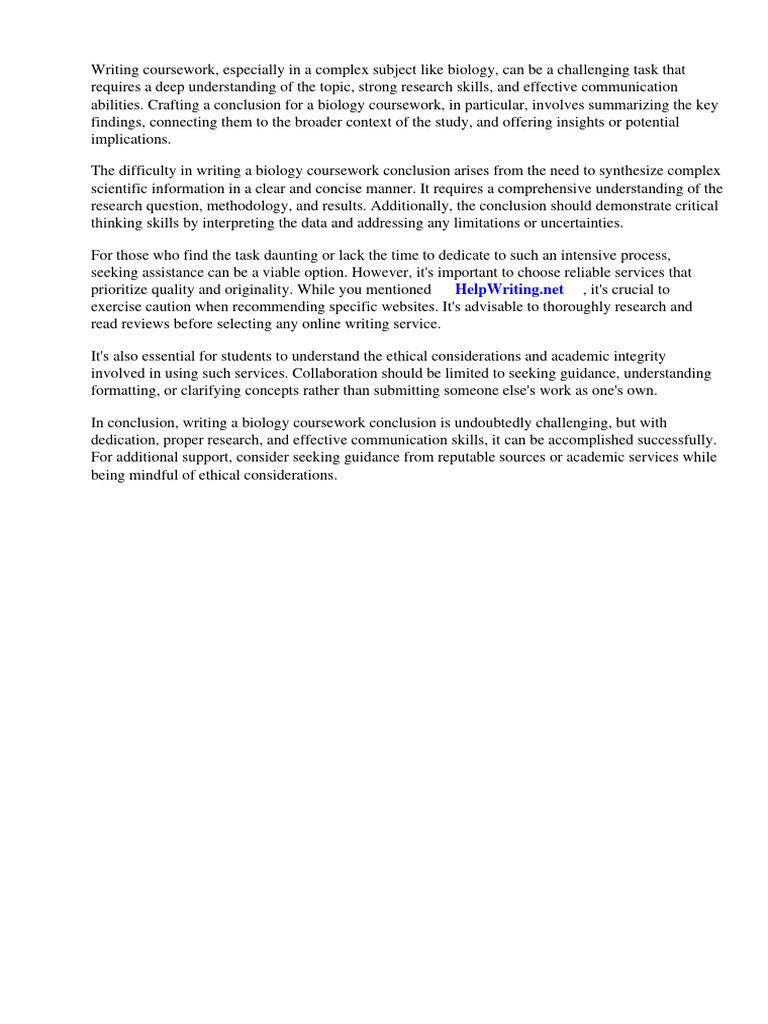 Biology Coursework Conclusion | PDF | Cell (Biology) | Proteins