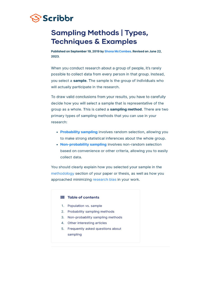 Sampling Methods - Types, Techniques & Examples | PDF