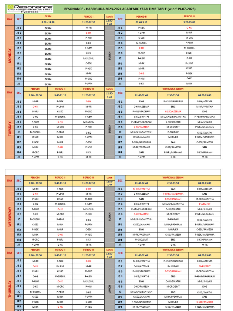 College Time Table | PDF