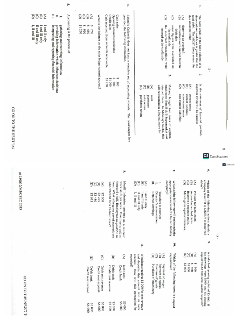 Csec Poa 2023 Paper 1 | PDF