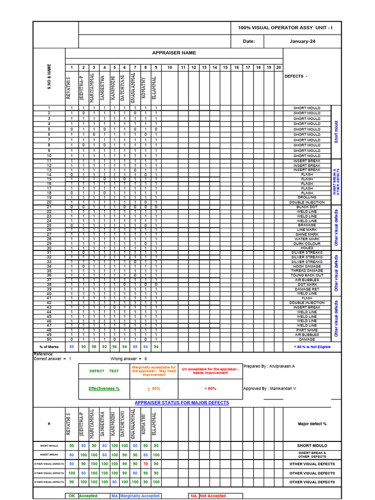 100% Visual Operator MSA-Format | PDF