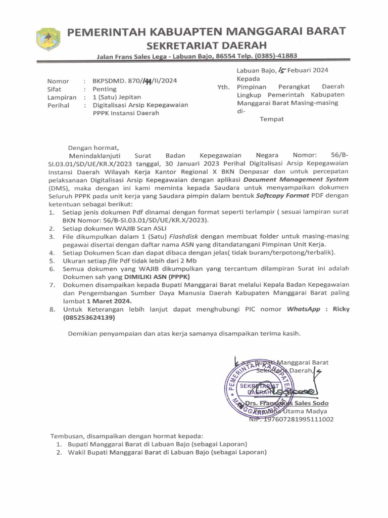 Digitalisasi Arsip Kepegawaian PPPK Kab Mabar 2024 | PDF