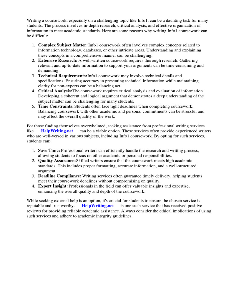 Info1 Coursework | PDF | Essays | Critical Thinking