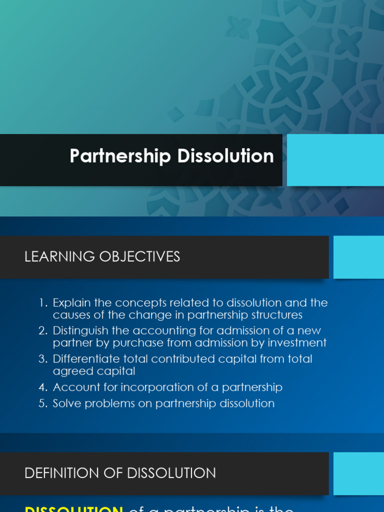 C ACT100 1 Partnership Dissolution | PDF | Equity (Finance) | Partnership