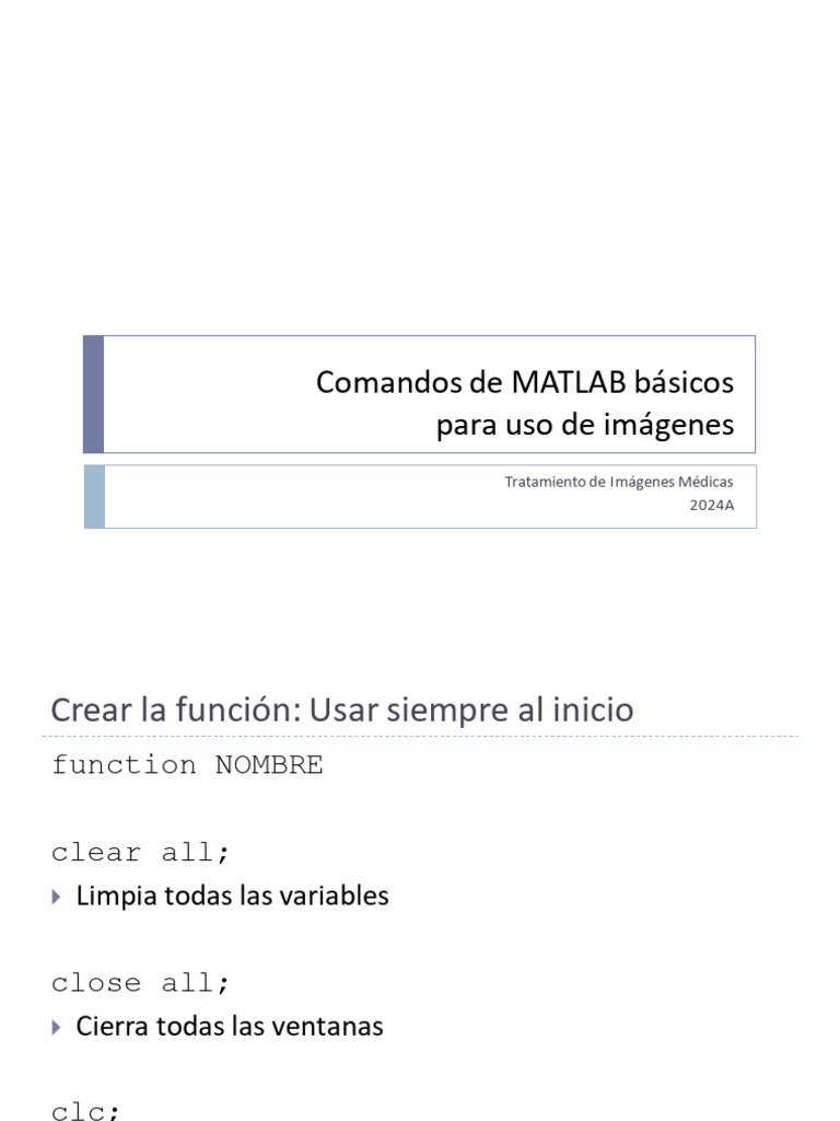 Comandos de MATLAB Básicos | PDF | Matriz (Matemáticas) | Ciencias de la Computación