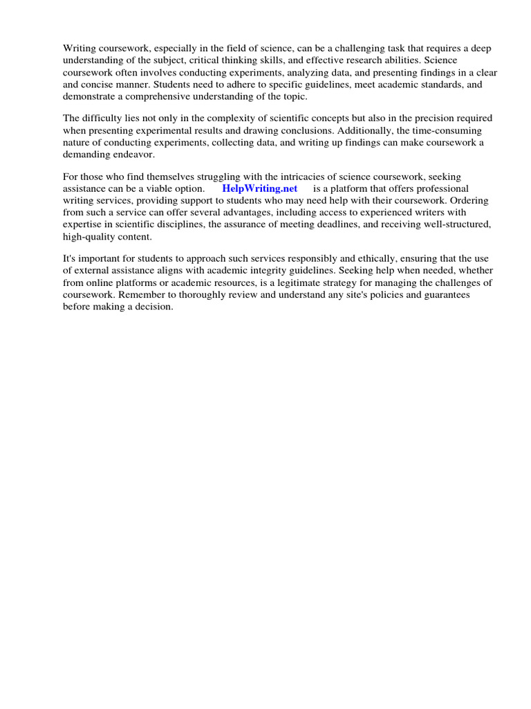 Science Coursework B Sample | PDF