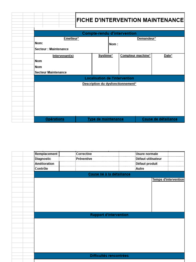 Fiche d'Intervention Maintenance | PDF | Finance et gestion monétaire ...