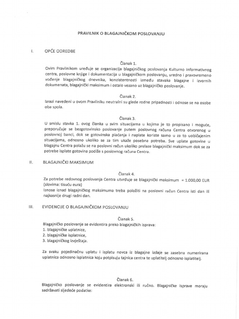 Pravilnik o Blagajničkom Poslovanju 12.7.2023. | PDF