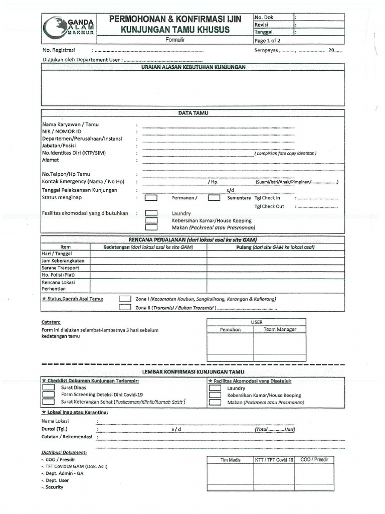 Form Kunjungan Tamu | PDF