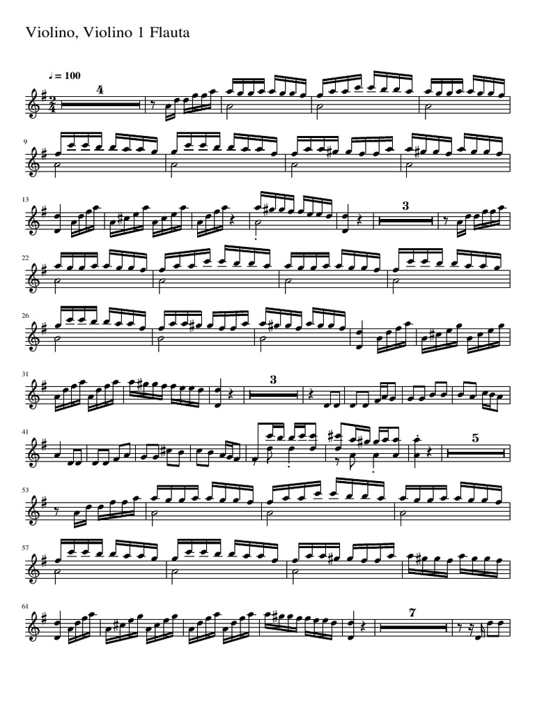 Mourão-Violino, Violino 1 Flauta | PDF